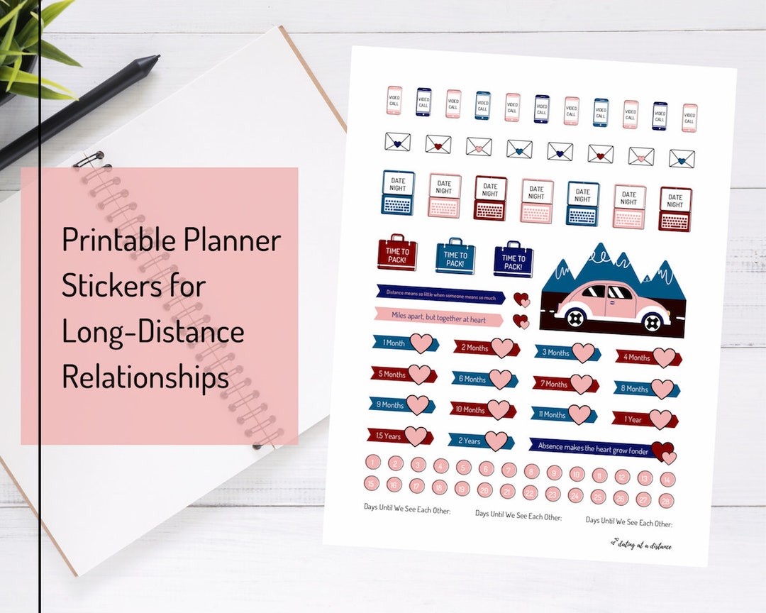 Long Distance Relationship Printable Planner Stickers | Bullet Journal ...
