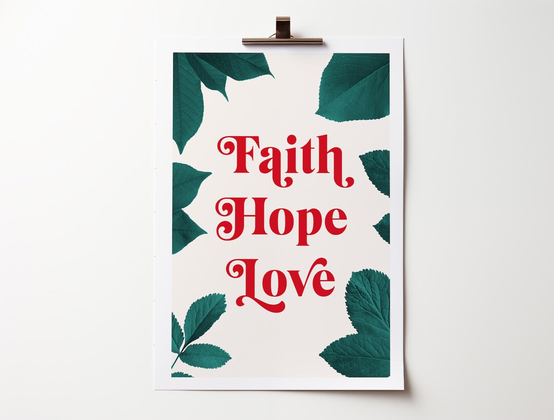FAITH HOPE LOVE Poster. Christian Wall Art. - Etsy