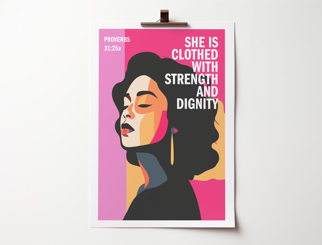 Proverbs 31 Poster. PINK EDITION. She is Clothed With Strength and ...