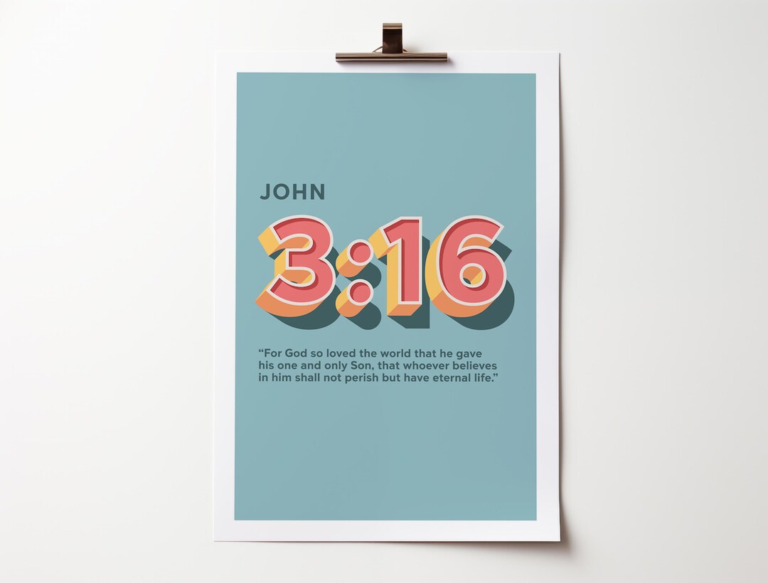 John 3 Verse 16 Poster. for God so Loved the World. - Etsy