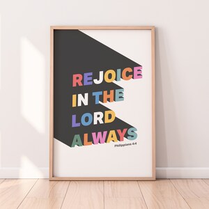 Rejoice in the Lord Poster, Philippians 4 Verse 4. Christian Wall Art ...