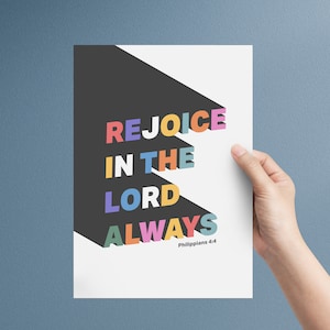 Rejoice in the Lord Poster, Philippians 4 Verse 4. Christian Wall Art ...