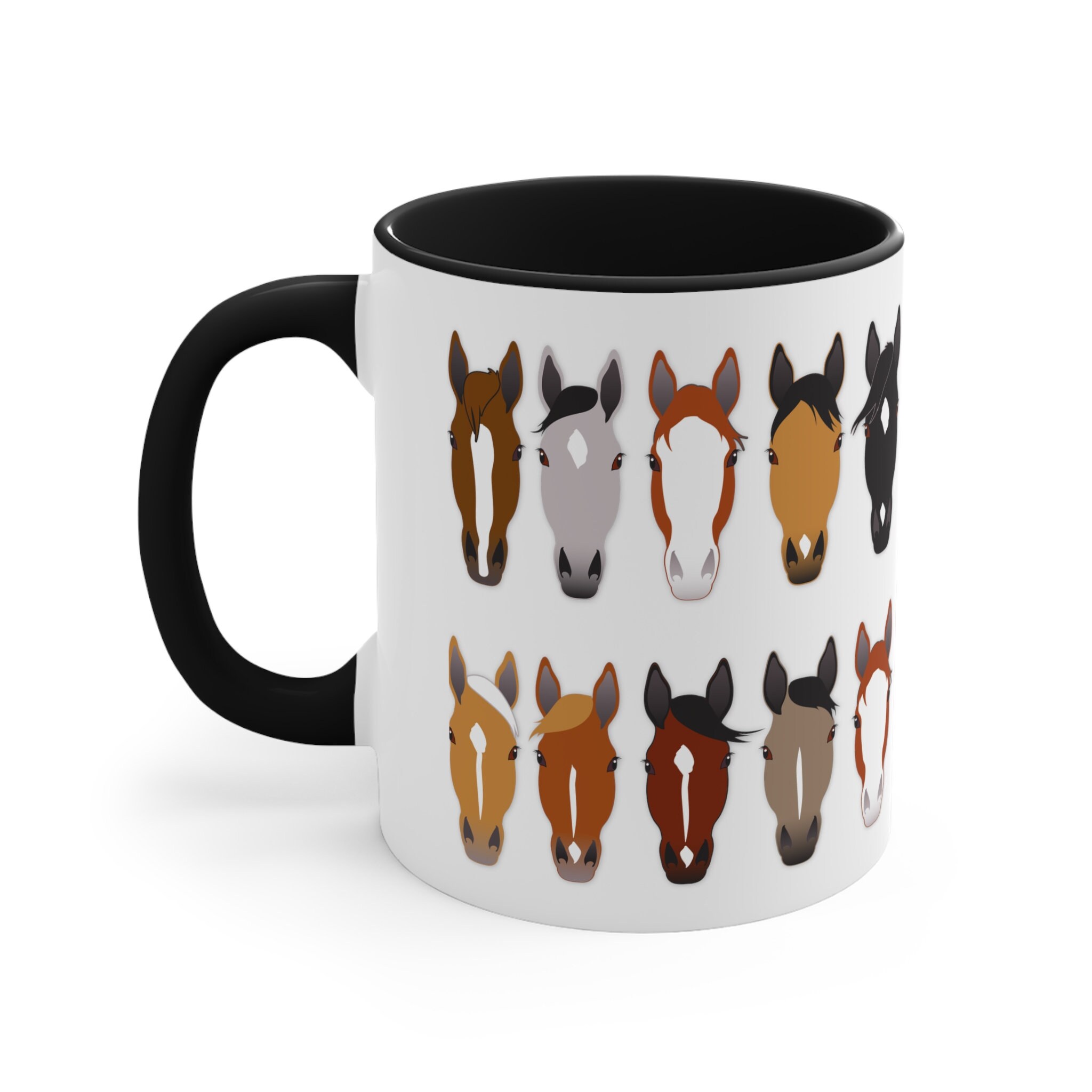 Many Horses Coffee Mug, Horse Heads and Markings Cup, Great Gift for ...