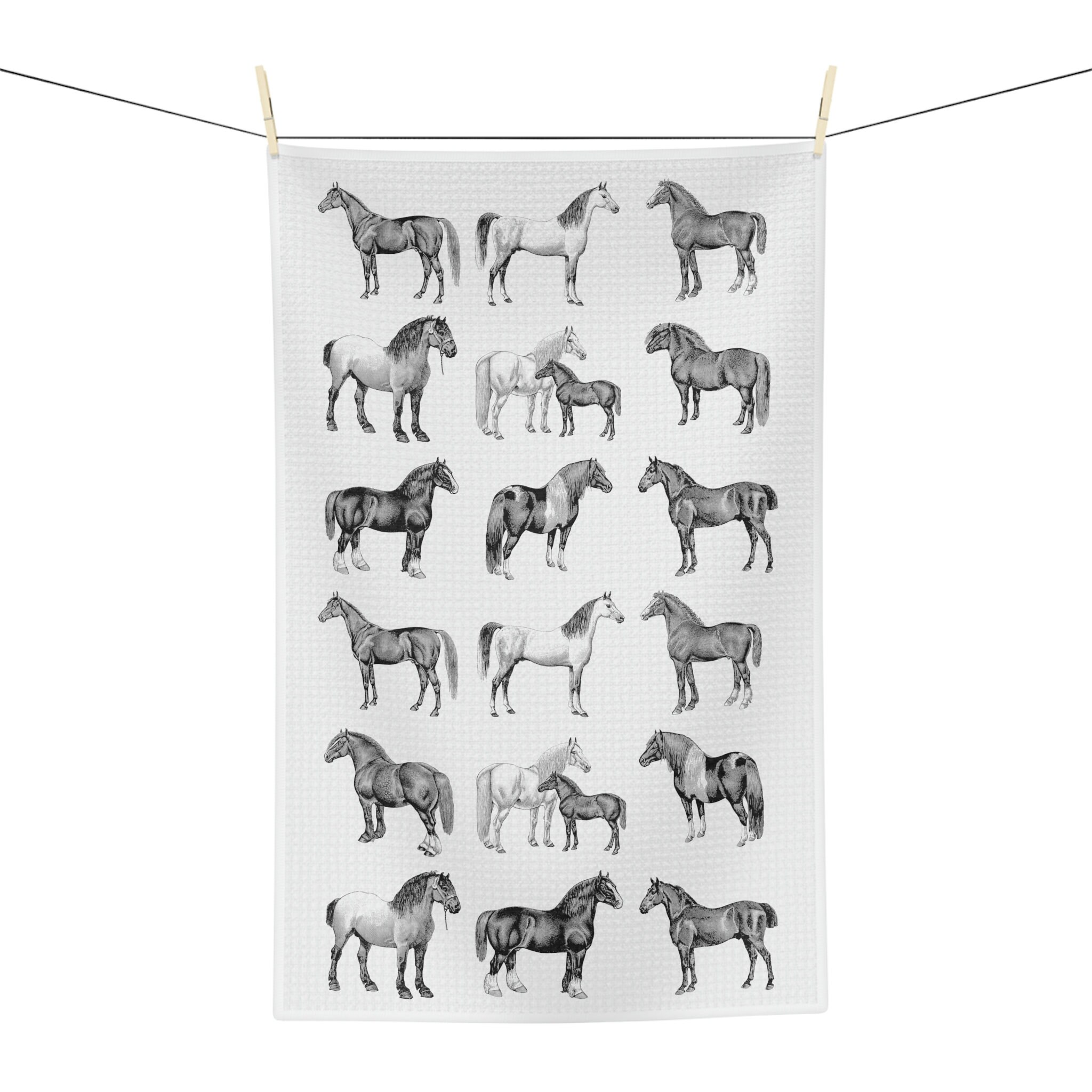 Vintage Horses Tea Towel Equine Kitchen Towels Vintage Horse Tea Towel ...