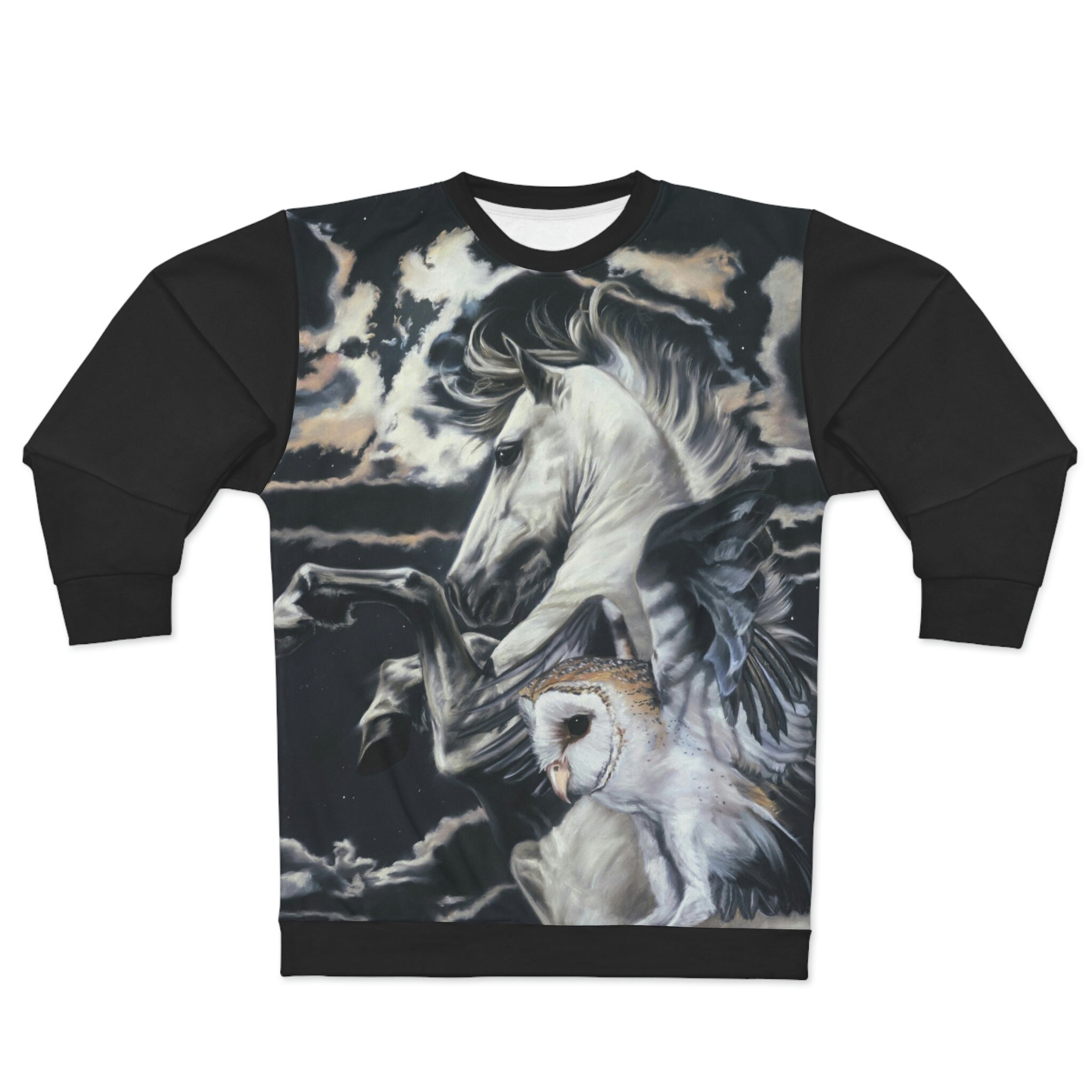 Horse Owl Art Sweatshirt, Horses Long Sleeve Shirt, Horse Girl Gifts ...