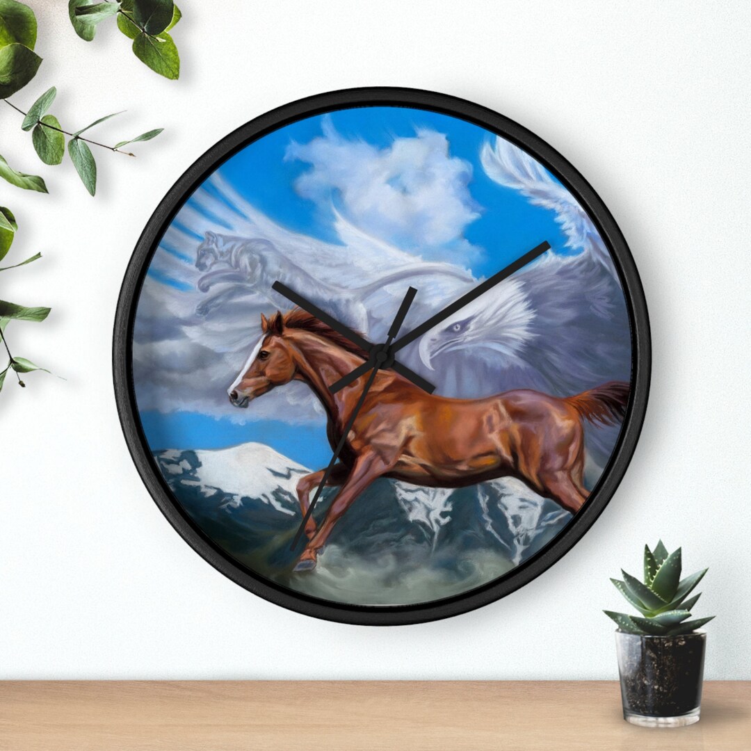 Quarter Horse, Eagle, and Cougar Wall Clock, Horses Lover Clocks - Etsy