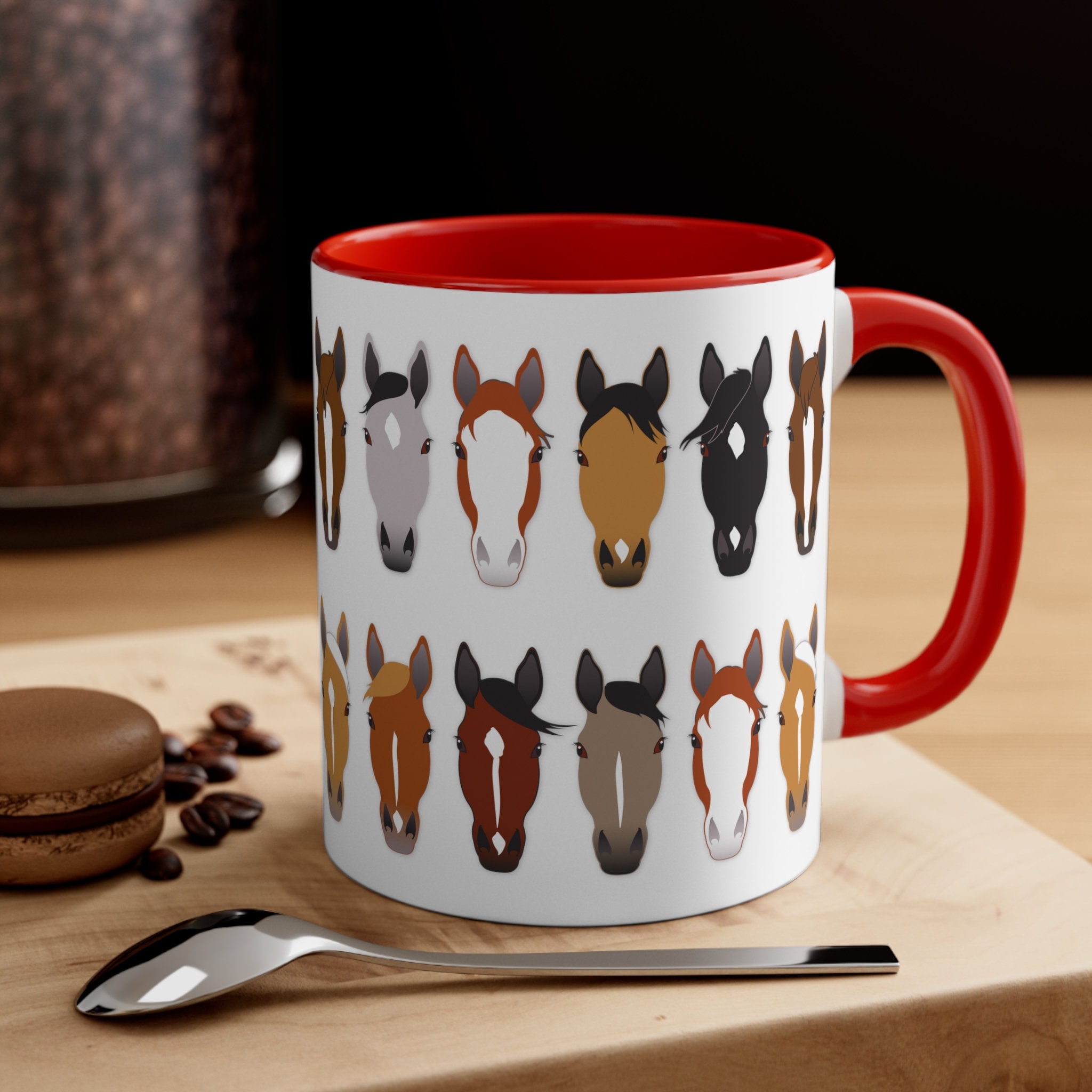 Many Horses Coffee Mug, Horse Heads and Markings Cup, Great Gift for ...