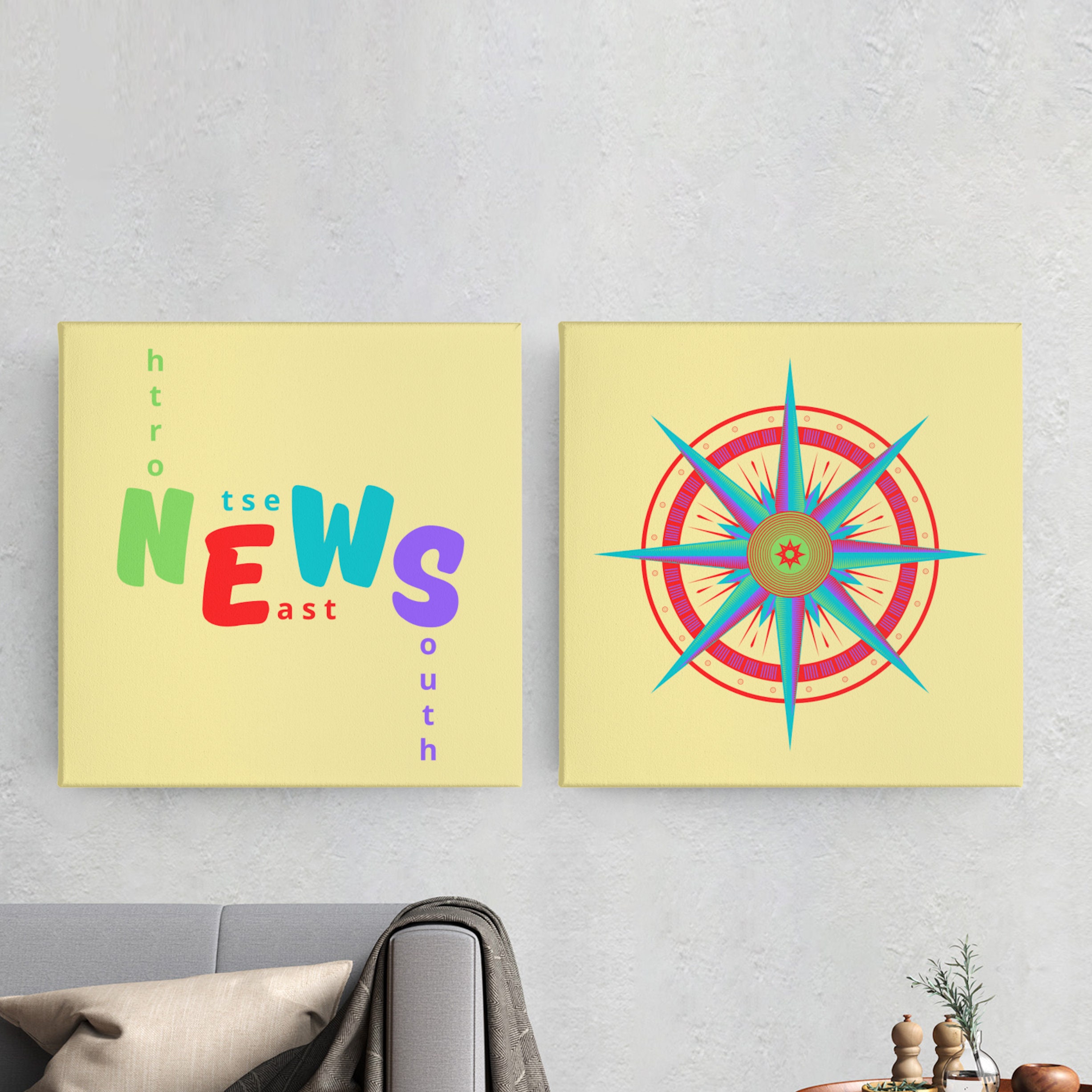 NEWS North South East West Decor Compass Wall Art Printable Digital ...
