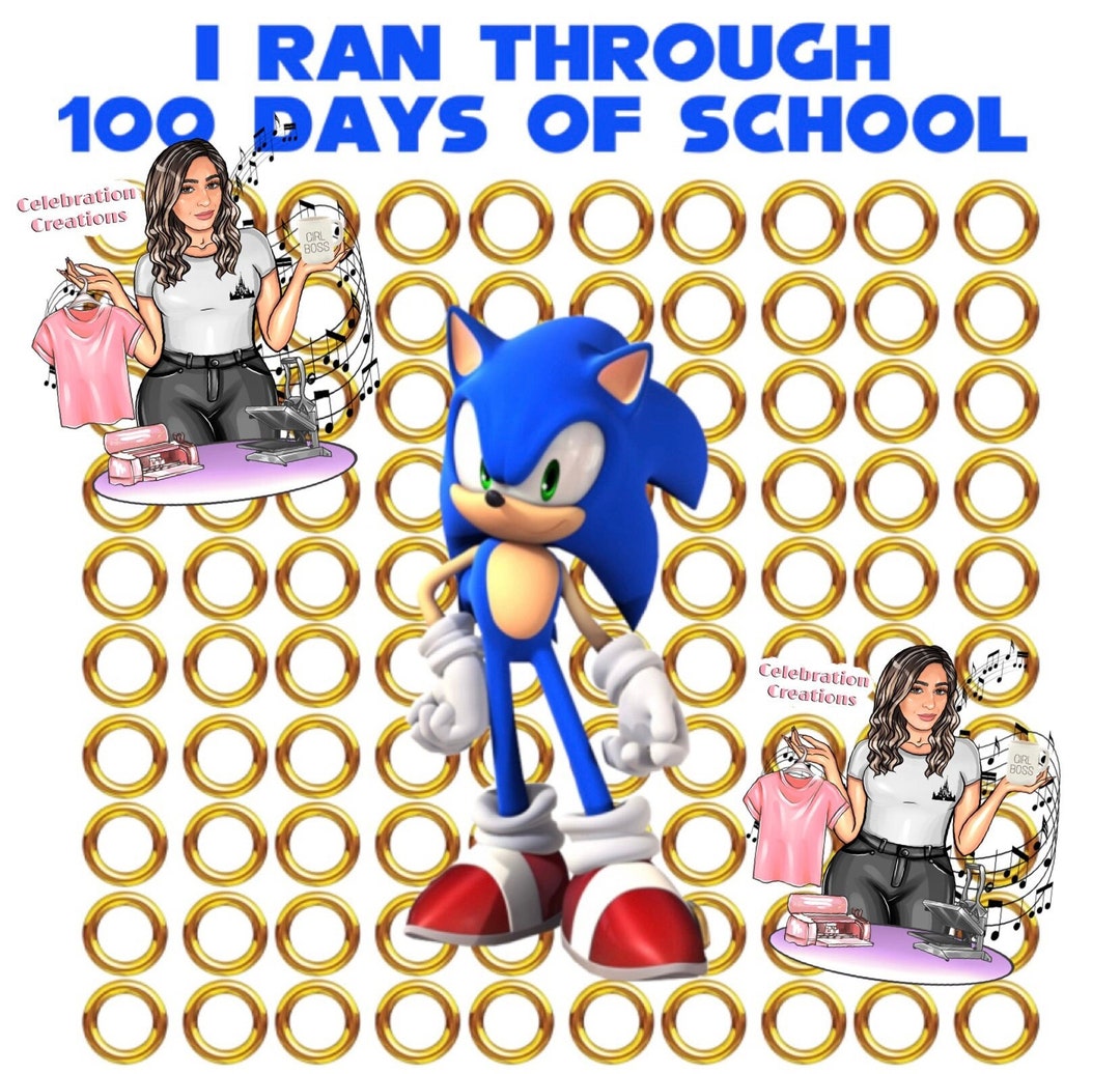 Sonic 100 Days of School PNG FILE ONLY - Etsy