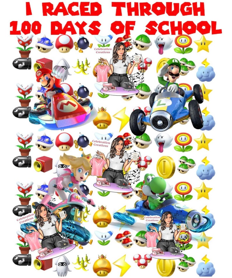 Super Mario 100 Days of School BUNDLE PNG FILE - Etsy