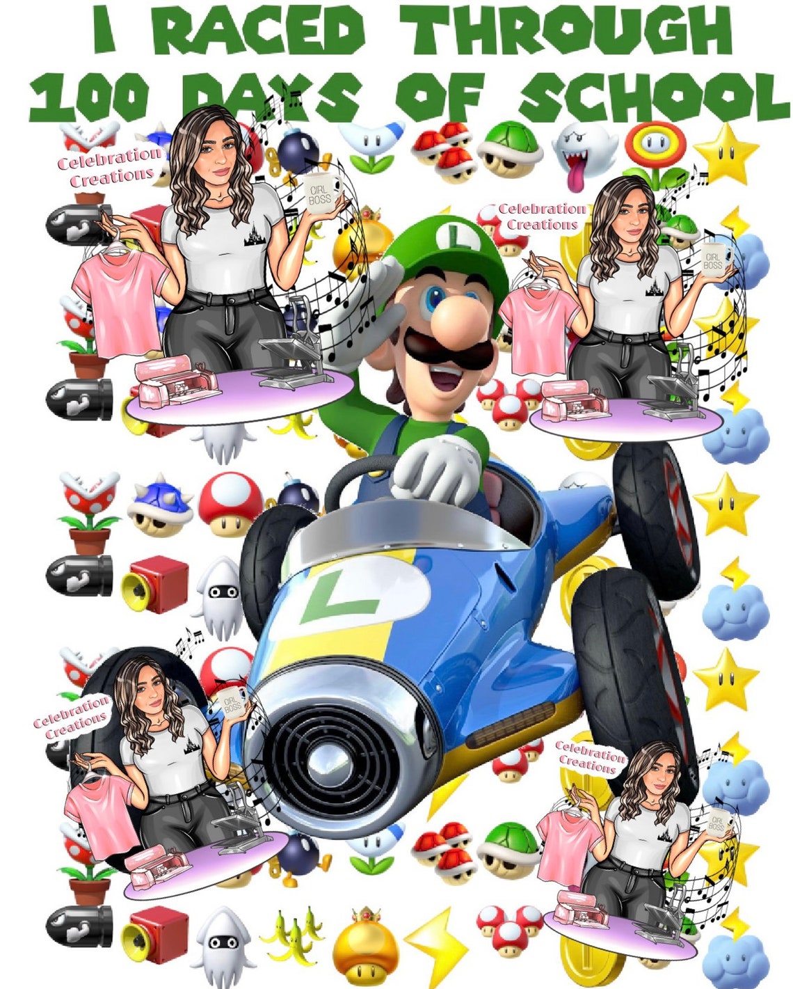 Super Mario 100 Days of School BUNDLE PNG FILE - Etsy