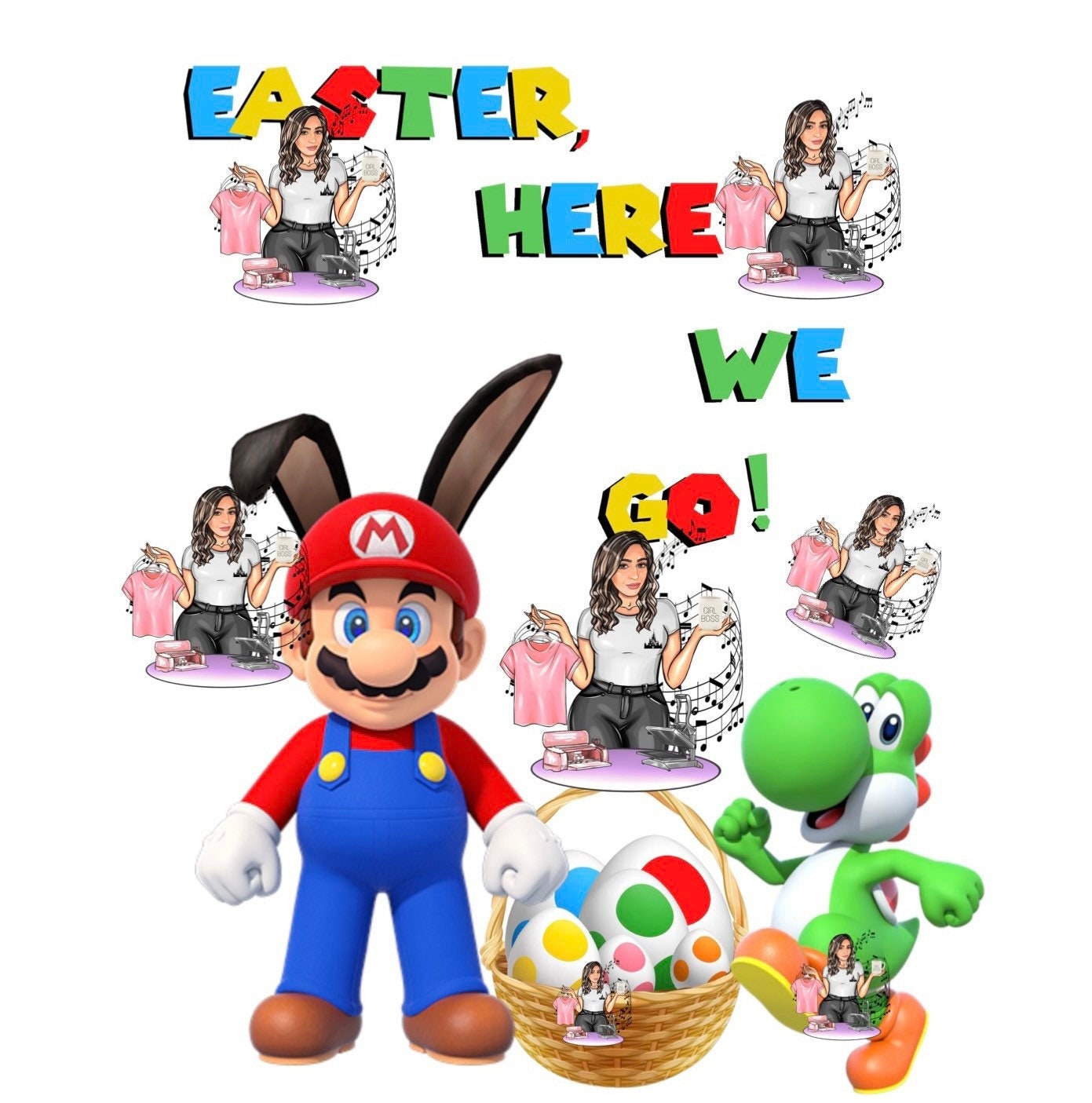 Easter Super Mario and Yoshi PNG FILE ONLY | Etsy