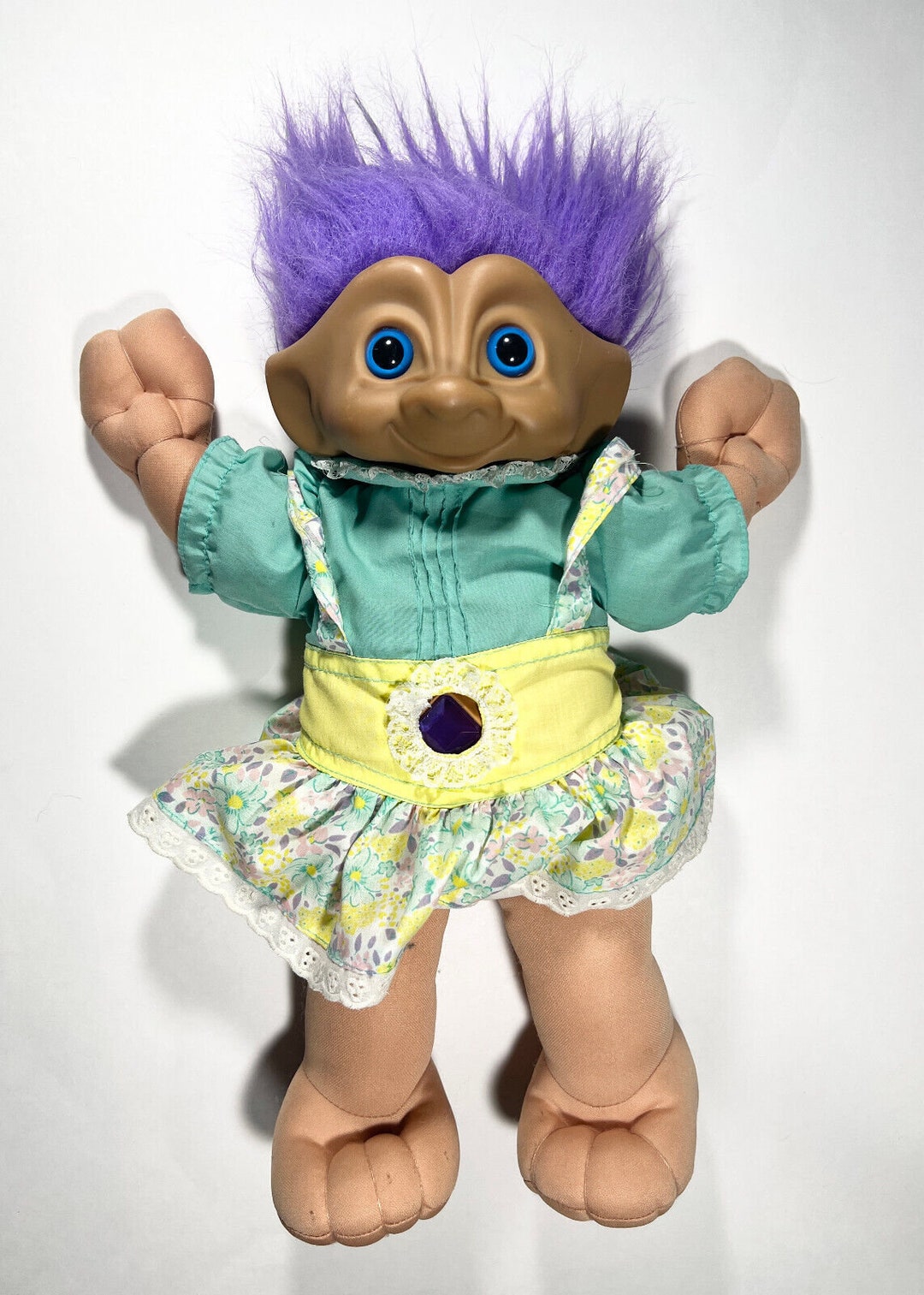 Vintage Troll Plush Doll 16" Ace Novelty Treasure Trolls Gem Trolls ...