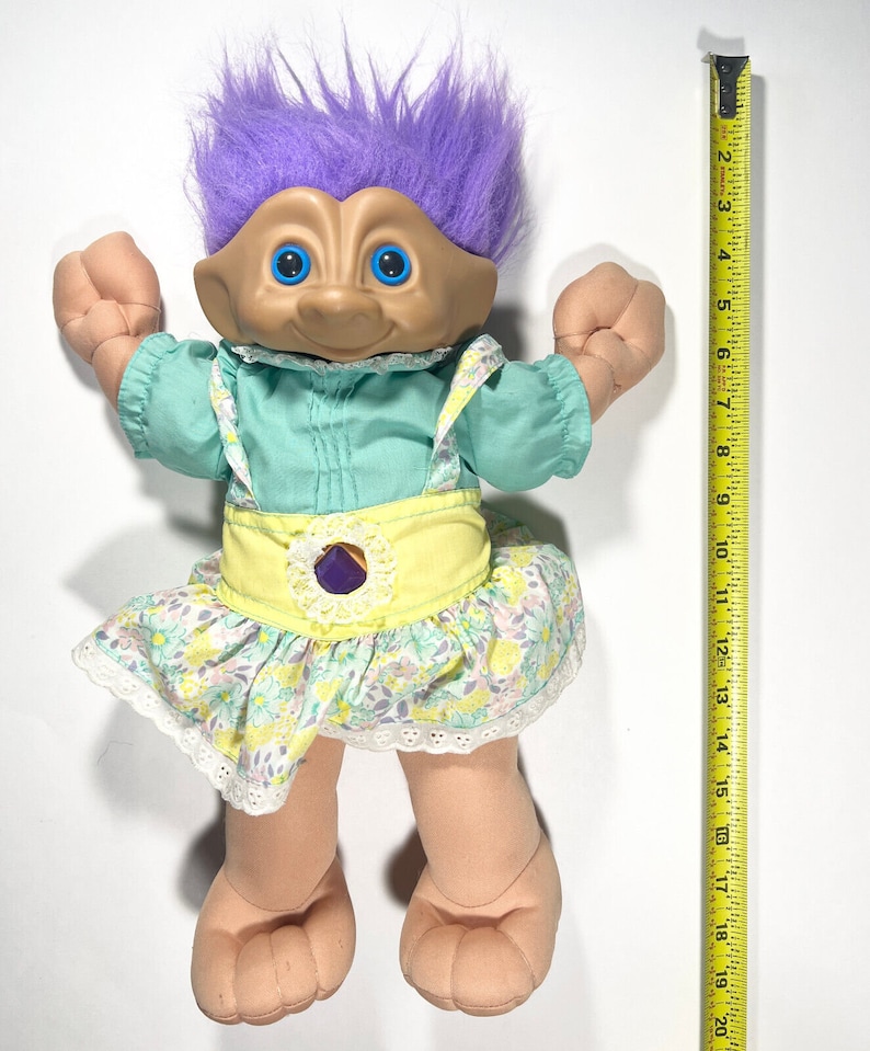 Vintage Troll Plush Doll 16" Ace Novelty Treasure Trolls Gem Trolls ...