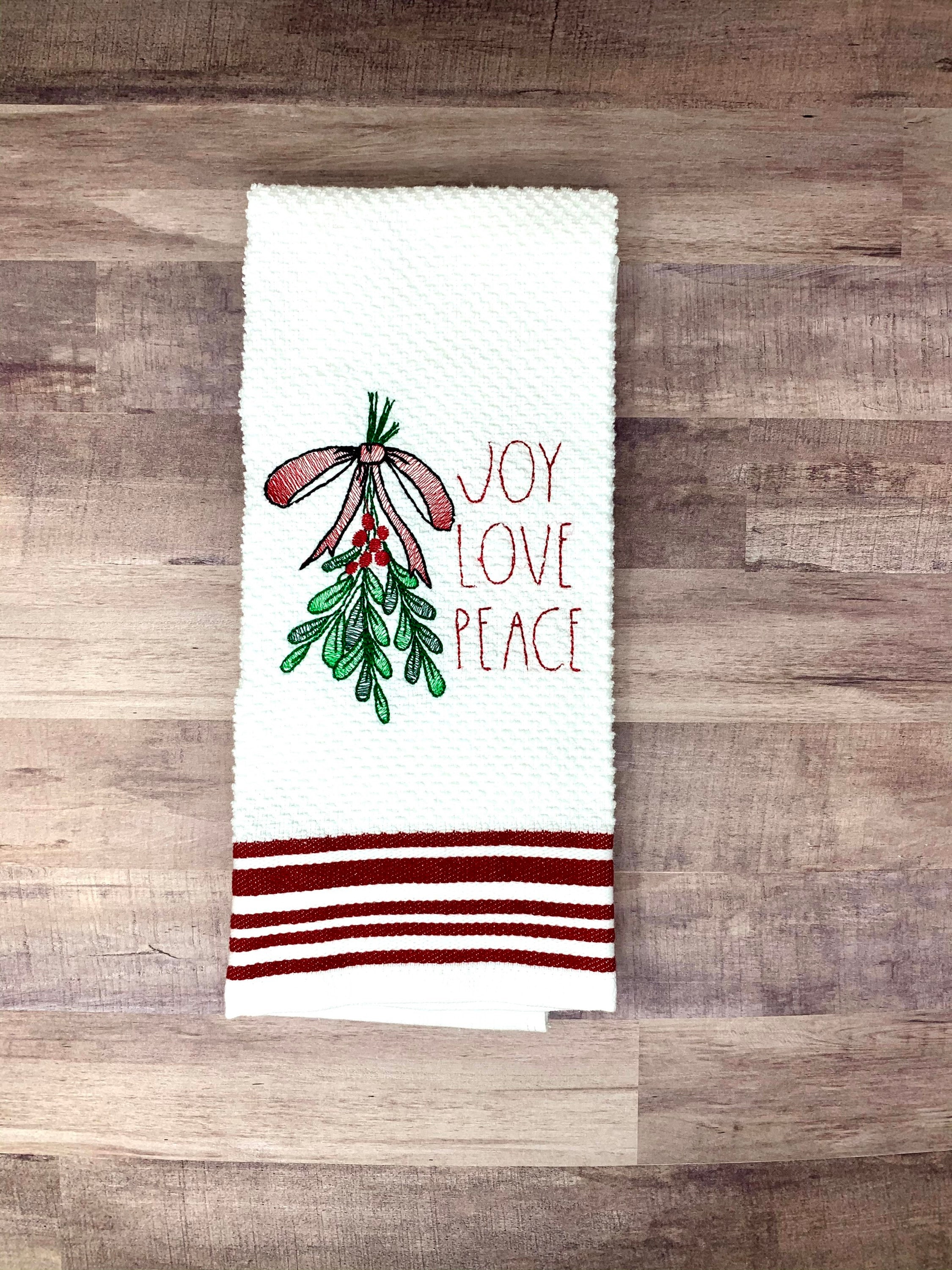 Embroidered Christmas Kitchen Towel Set Merry Christmas - Etsy