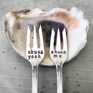 Shuck Yeah or Shuck Me, Stamped Hors D'oeuvre Fork, Oyster, Shucking ...
