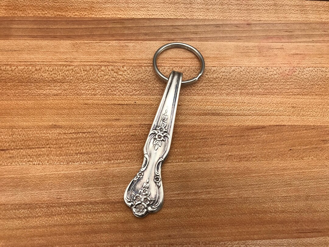 Spoon Handle Keychain Vintage Flatware Keyring Magnolia 1951 Spoon Keyring Etsy