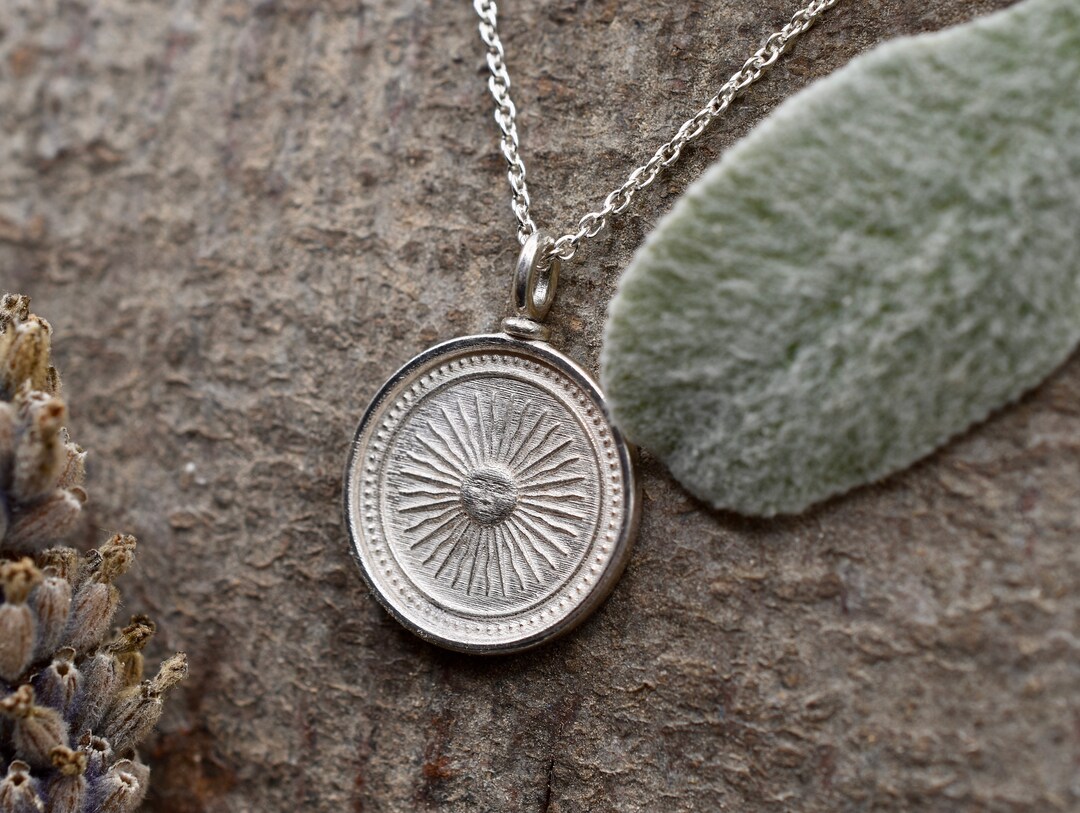 Sun Amulet Made of 925 Silver Antique Coin, Sun God, Helios Reversible ...