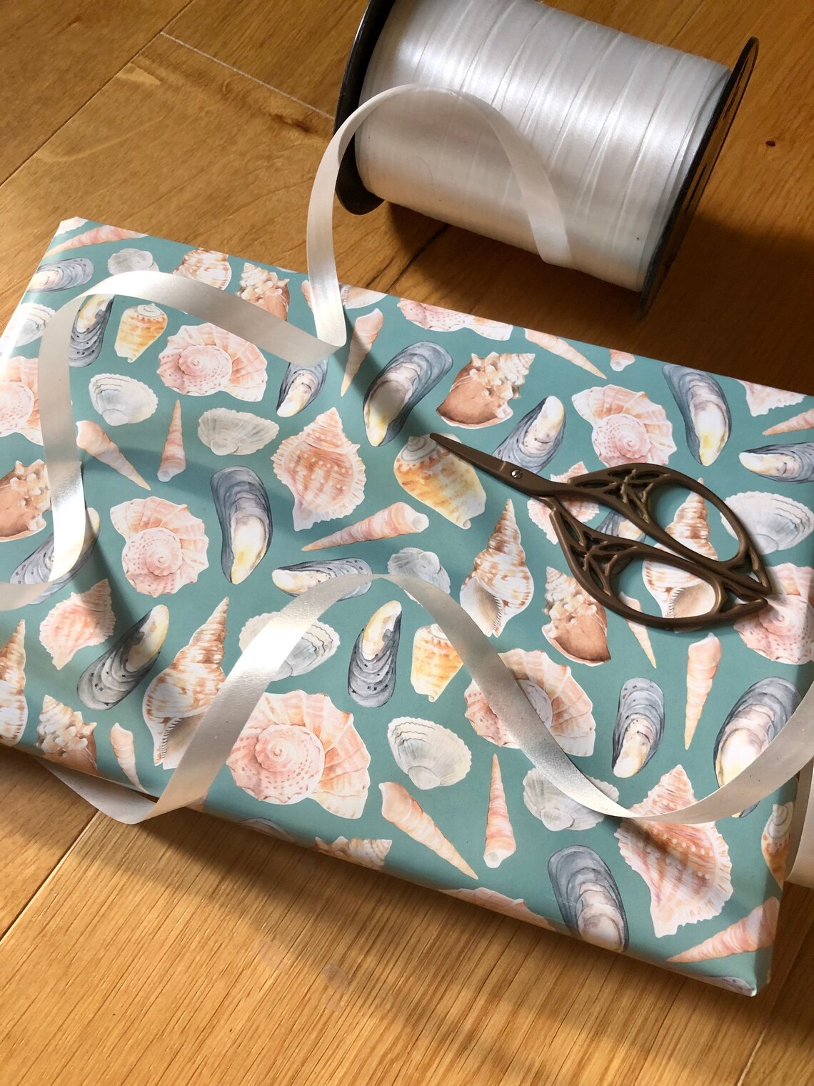 Seashell Wrapping Paper Seashell Gift Wrap Sheet Nature Gift | Etsy