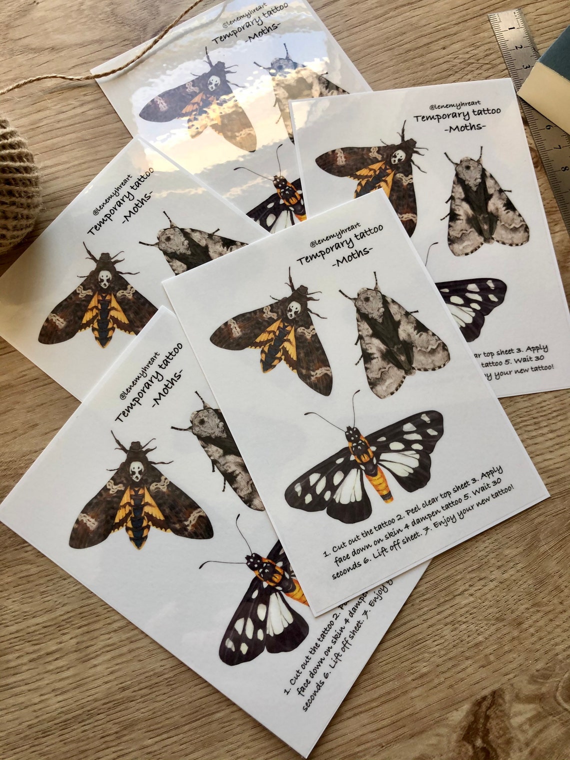 Moths Temporary Tattoo Insect Tattoo Moth Tattoo Skin Decal | Etsy