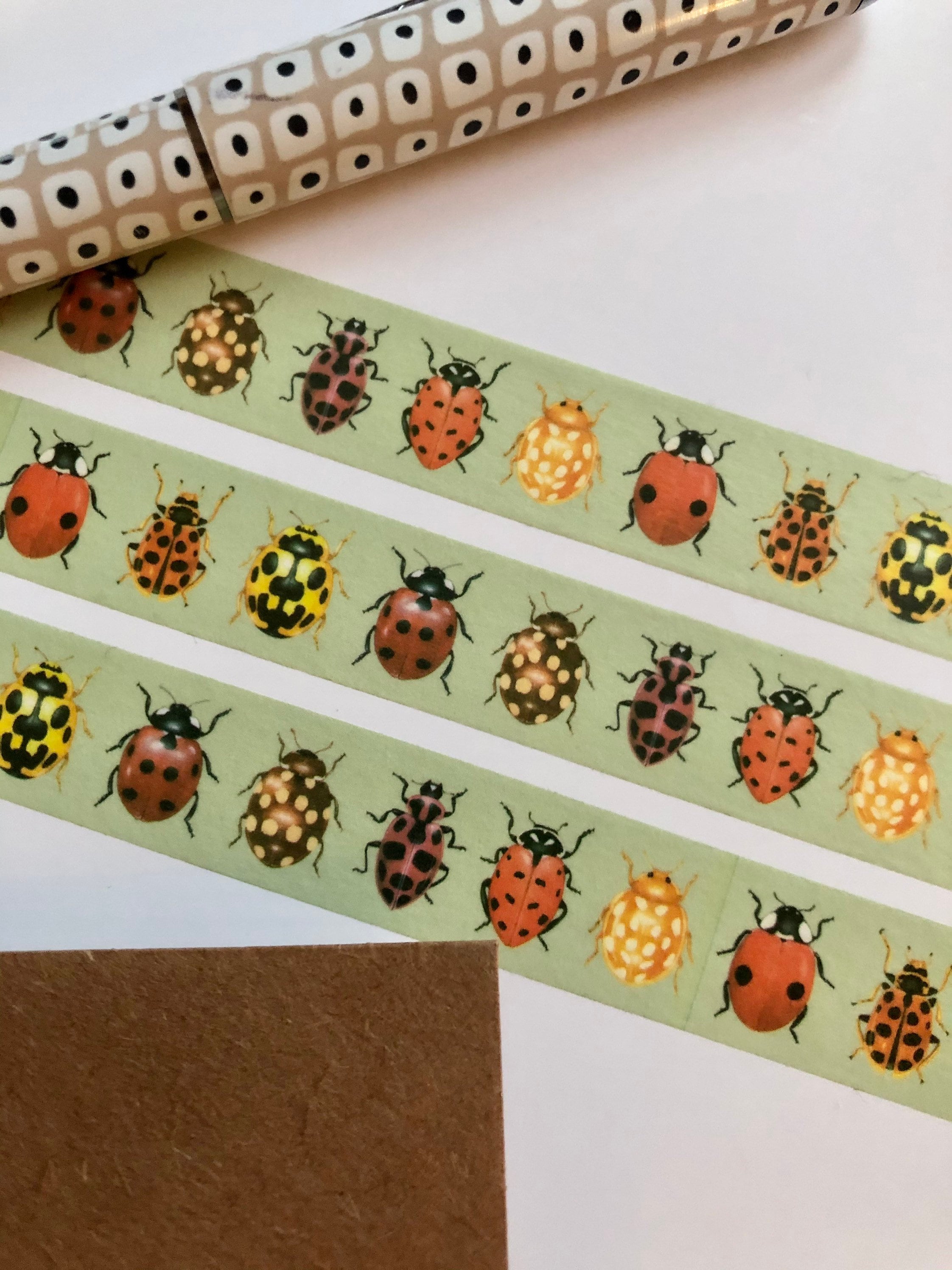 Ladybug Washi Tape 15mm X 10m, Decorative Tape, Insect Tape, Insect Art ...