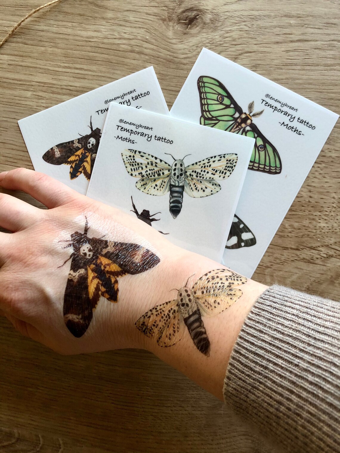 Moths Temporary Tattoo Insect Tattoo Moth Tattoo Skin Decal | Etsy
