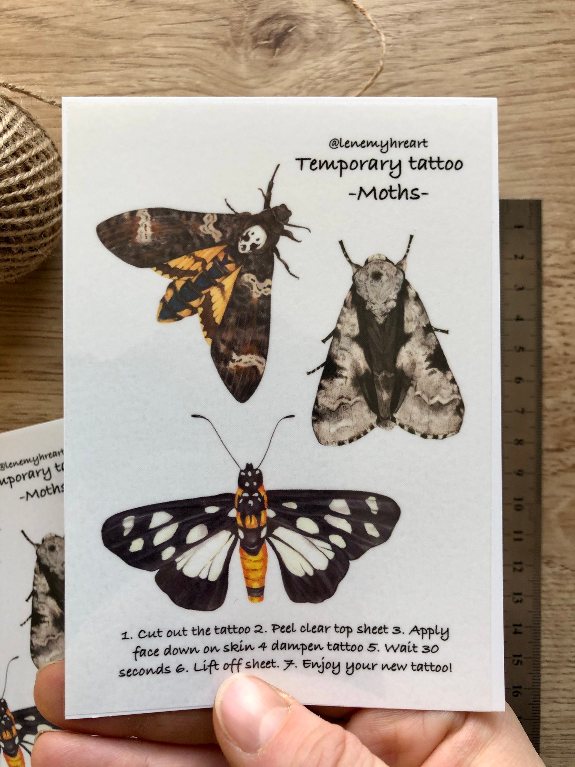 Moths Temporary Tattoo Insect Tattoo Moth Tattoo Skin Decal | Etsy