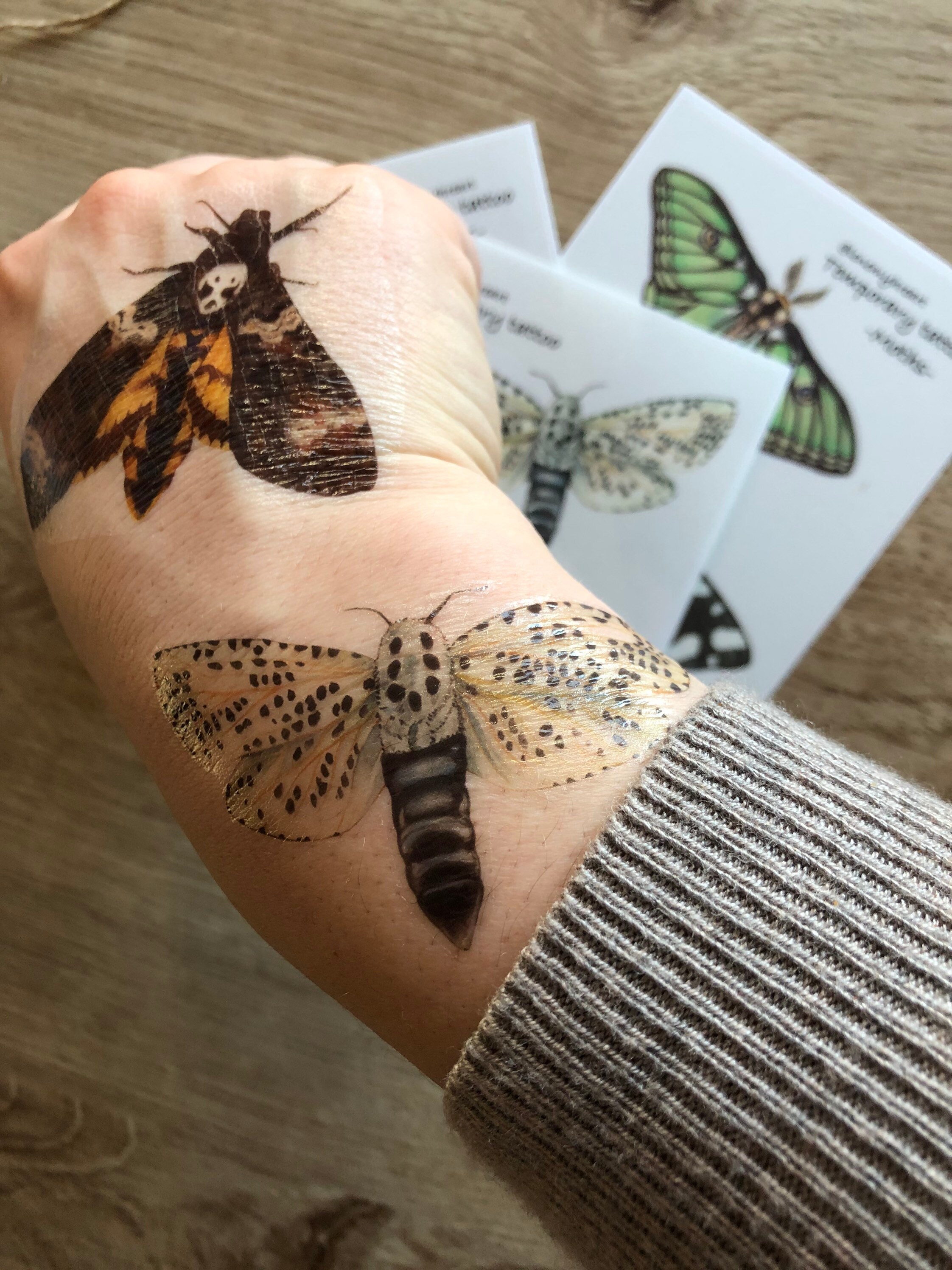 Moths Temporary Tattoo Insect Tattoo Moth Tattoo Skin Decal | Etsy