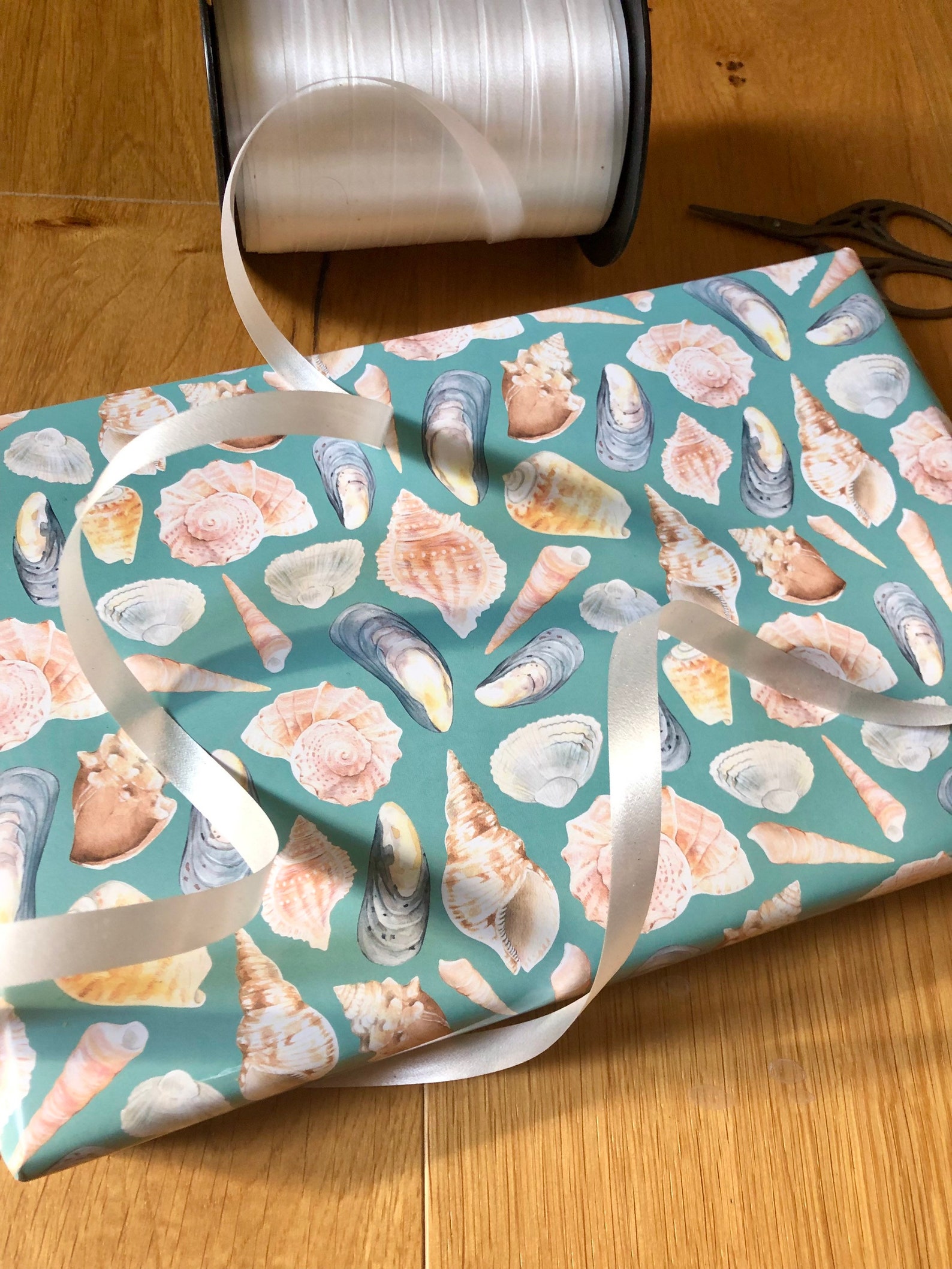 Seashell Wrapping Paper Seashell Gift Wrap Sheet Nature Gift - Etsy