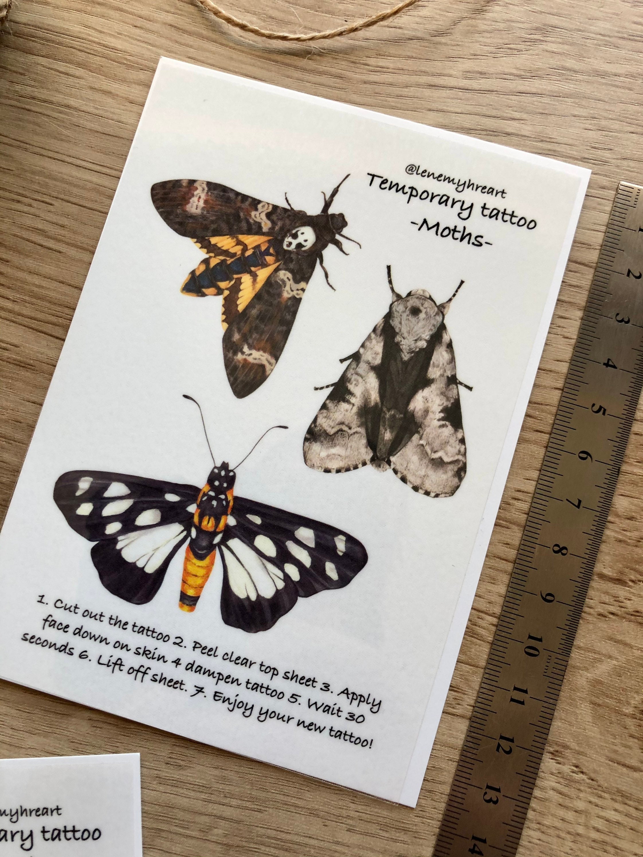 Moths Temporary Tattoo Insect Tattoo Moth Tattoo Skin Decal | Etsy