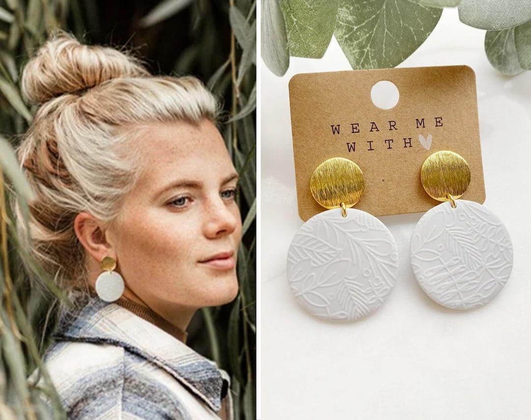 Polymer Clay Earrings becca Grey - Etsy