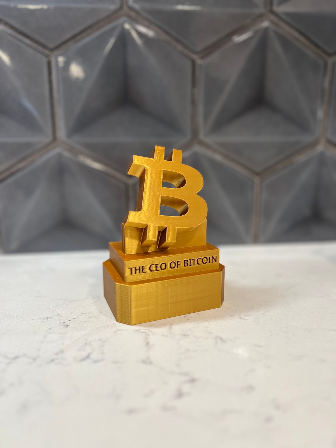 3D Printed Golden Bitcoin CEO Desk Stand: Crypto Gift - Etsy