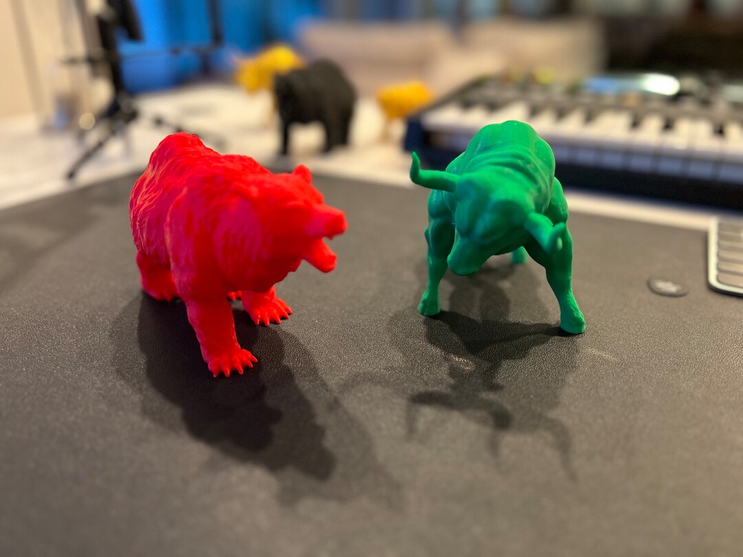 3D Printed Golden Bull & Bear, Bull Run, Crypto, Btc, Bitcoin, Hodl ...