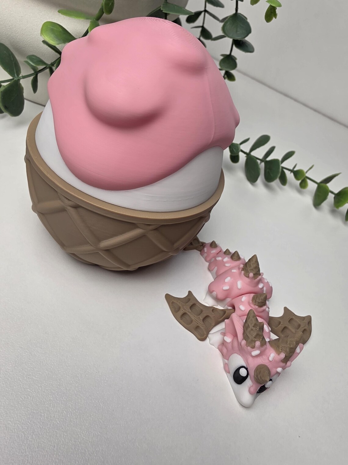3D Printed Articulated Ice Cream Dragon & Egg - Fidget Toy - Etsy