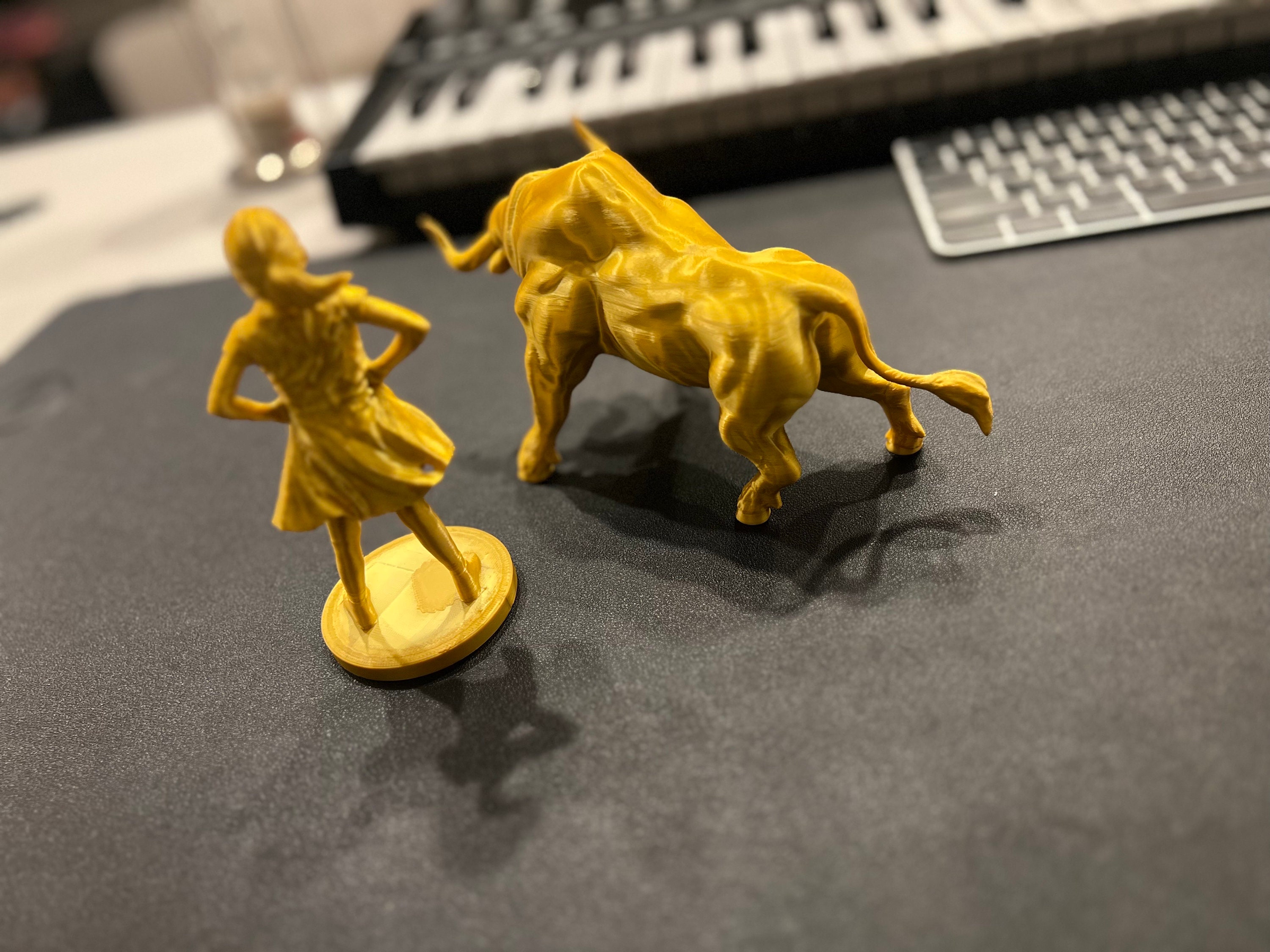 3D Printed Golden Fearless Girl & Bull, Crypto, Gift, Bitcoin,btc,gold ...