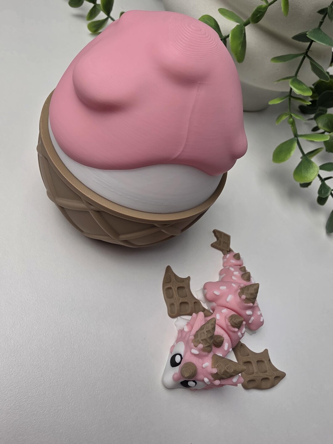 3D Printed Articulated Ice Cream Dragon & Egg - Fidget Toy - Etsy