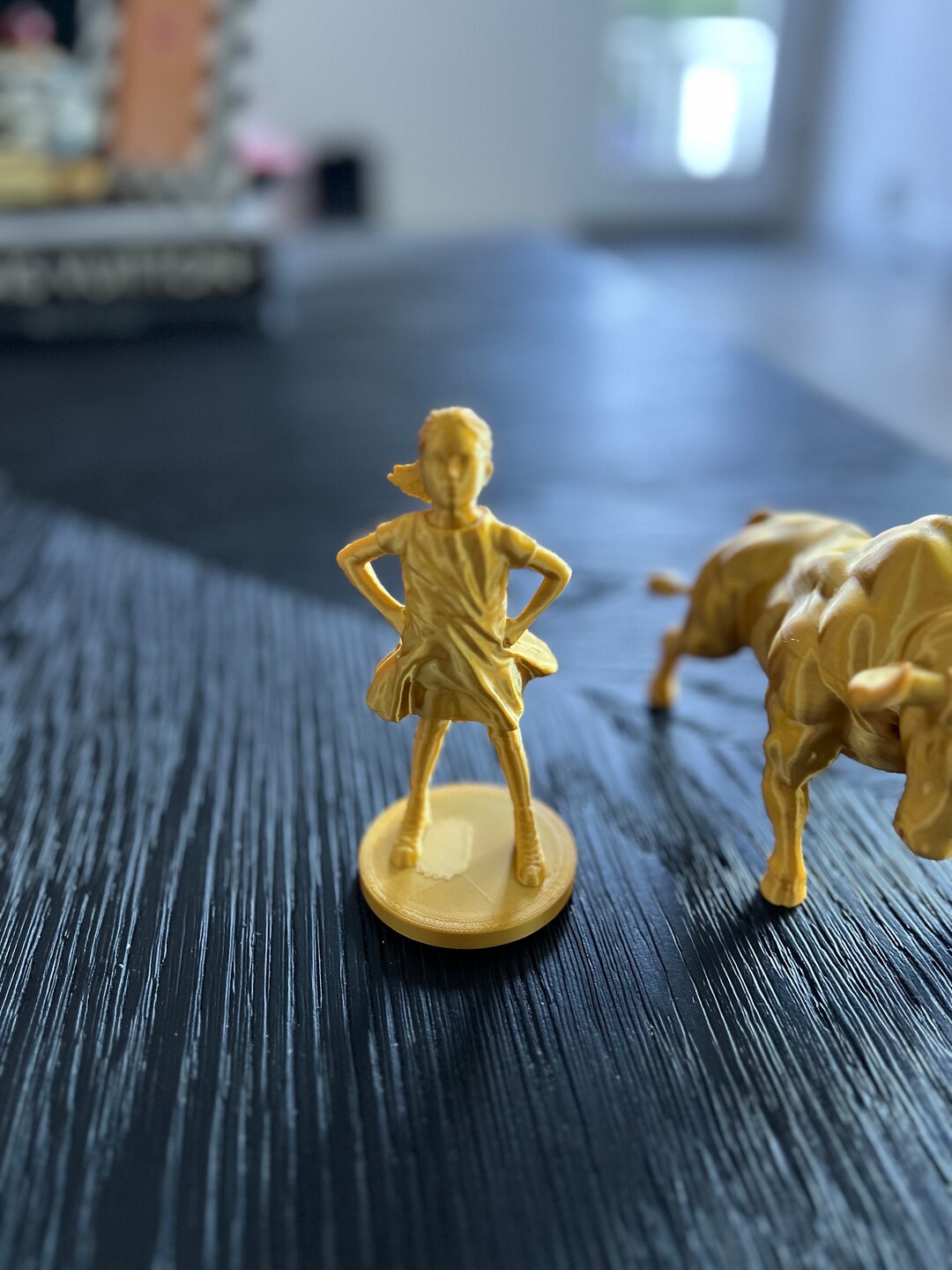 3D Printed Golden Fearless Girl & Bull, Crypto, Gift, Bitcoin,btc,gold ...