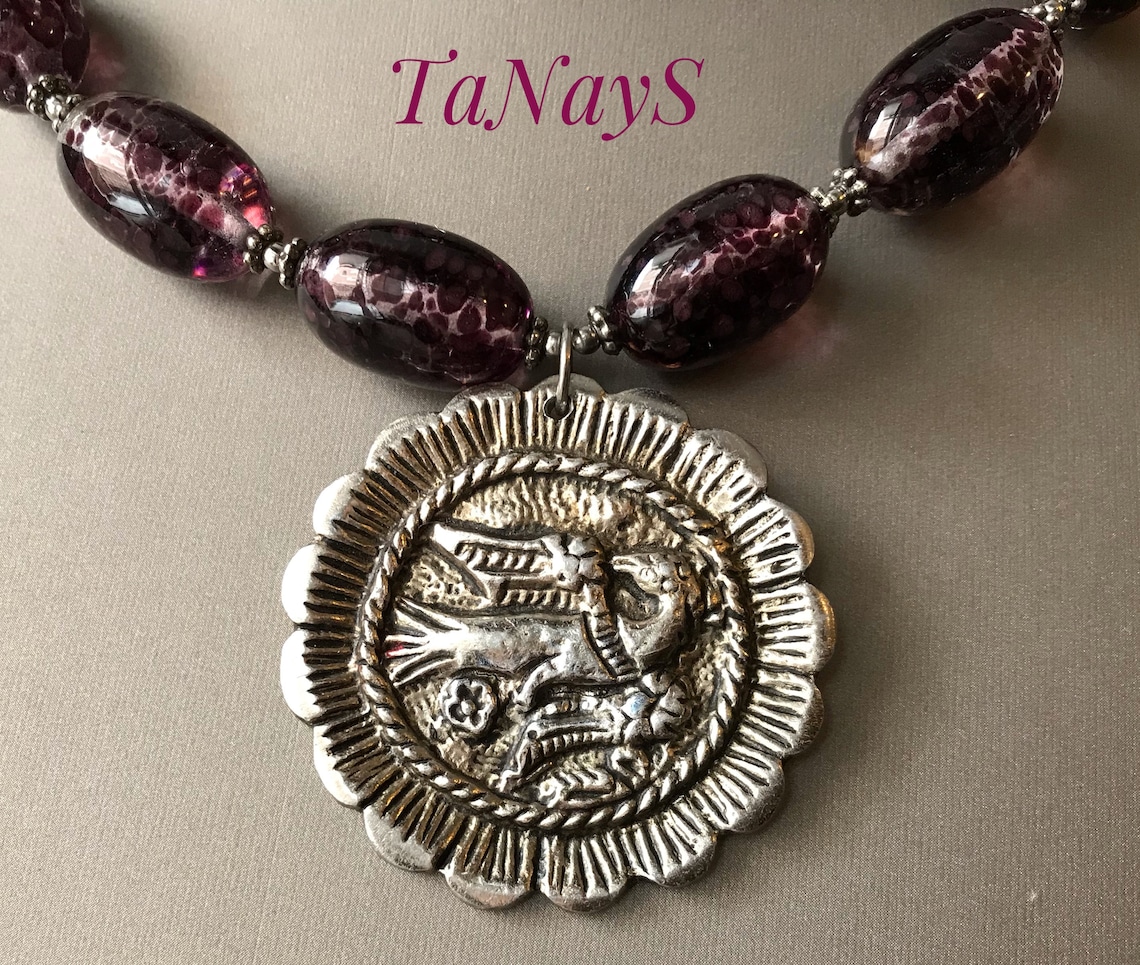 Cristal Necklace Phoenix. Collar de cristal Murano con colgante ...