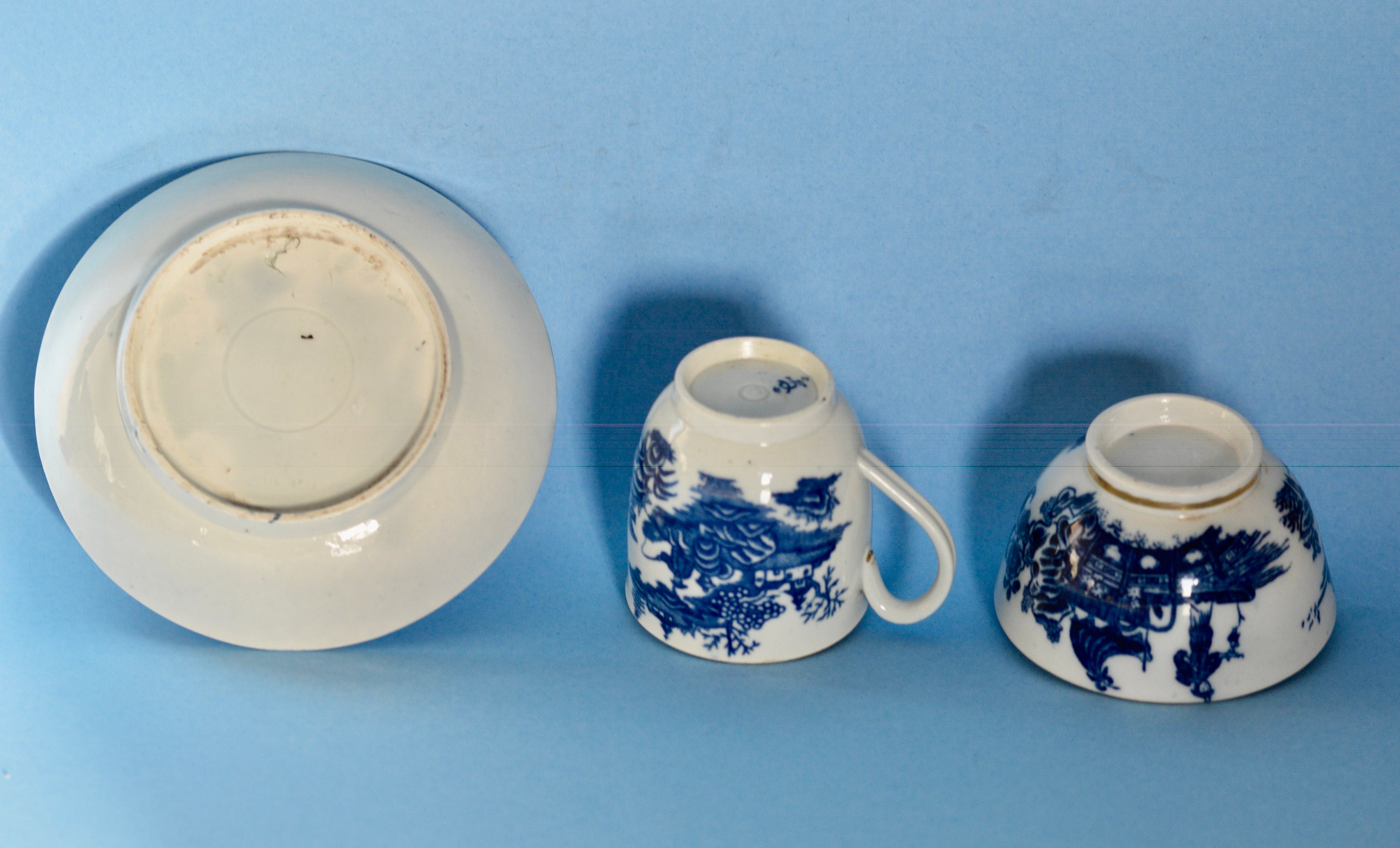 Caughley Porcelain Blue & White and Gilt Trio - Circa 1790 - Etsy