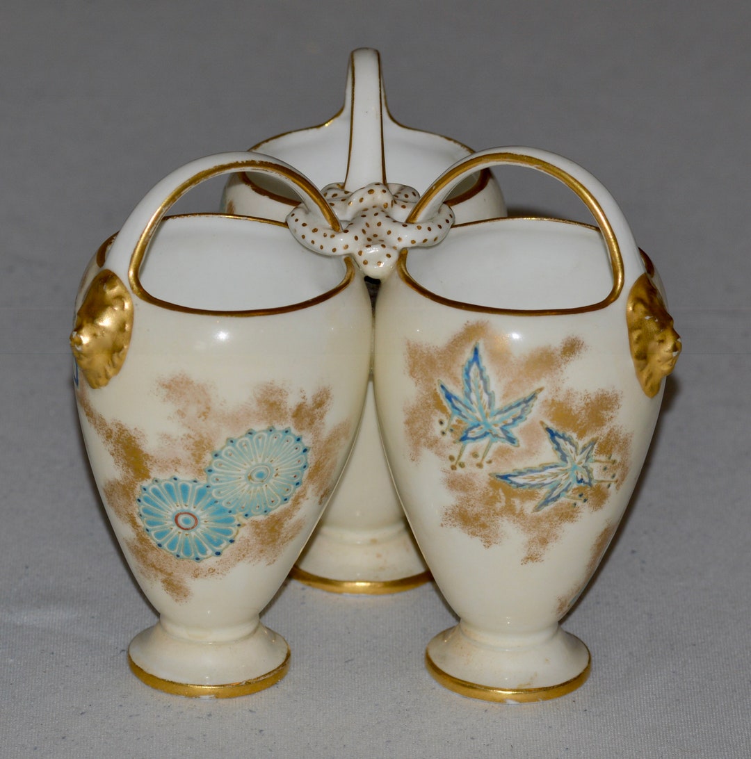 An Unusual Design of a Victorian Royal Worcester Triple Vase C1876/91 ...