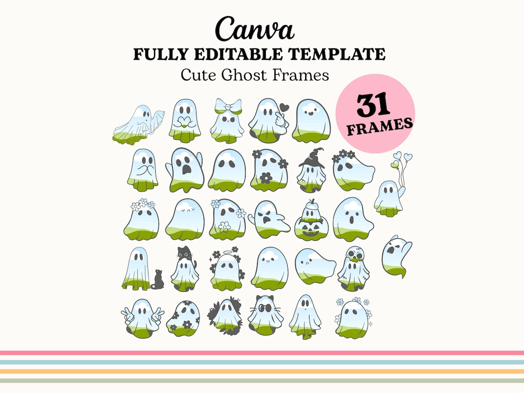 Ghost Canva Frames | Ghost Frame Canva Template | Halloween Clipart ...