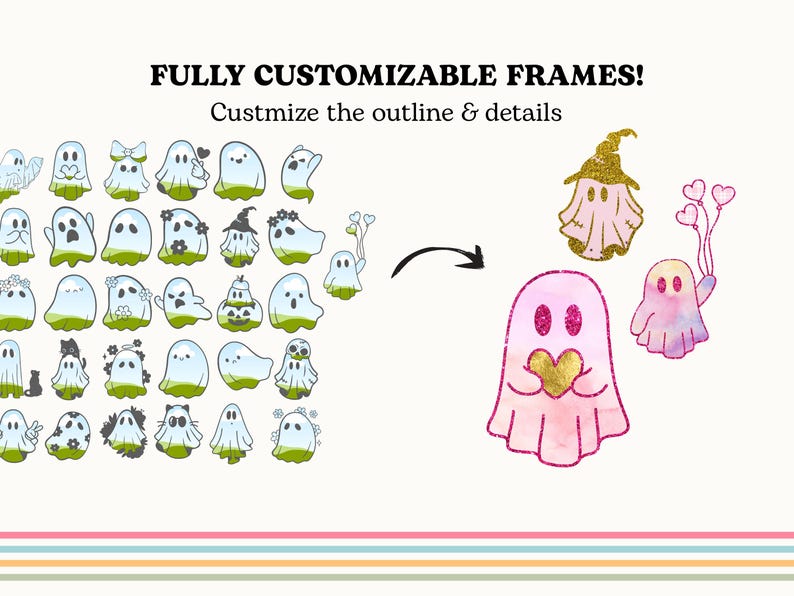 Ghost Canva Frames | Ghost Frame Canva Template | Halloween Clipart ...