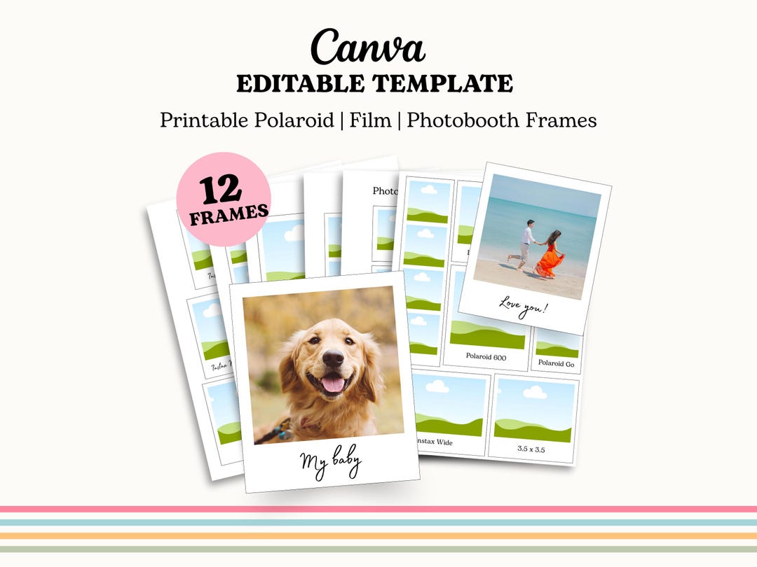 12 Polaroid Frame Template | Printable Film, Fuji Instax Frames | Fully ...