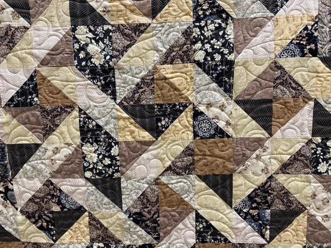 Handmade Modern Earth Tones...quilt Throw Size...unique and Quality ...