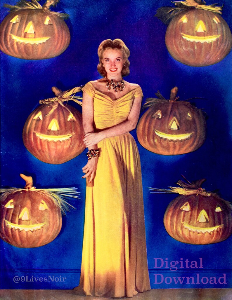 Beautiful Vintage Halloween Pinup Girl, DIGITAL Download-1940s 1950s ...