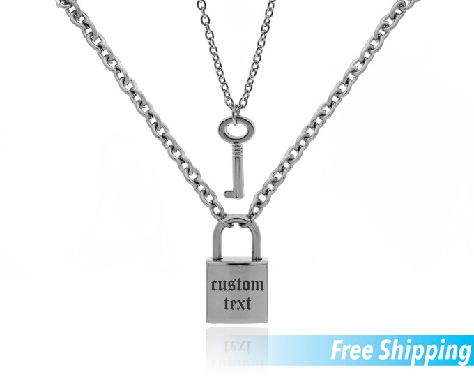 Silver Padlock Chain Necklace, Padlock Necklace, Silver Padlock, Choker ...