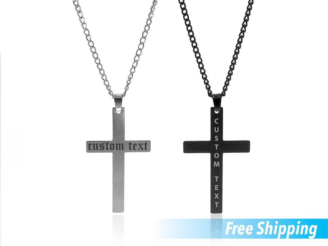 CUSTOM ENGRAVED CROSS Necklace Personalized Cross Grunge - Etsy