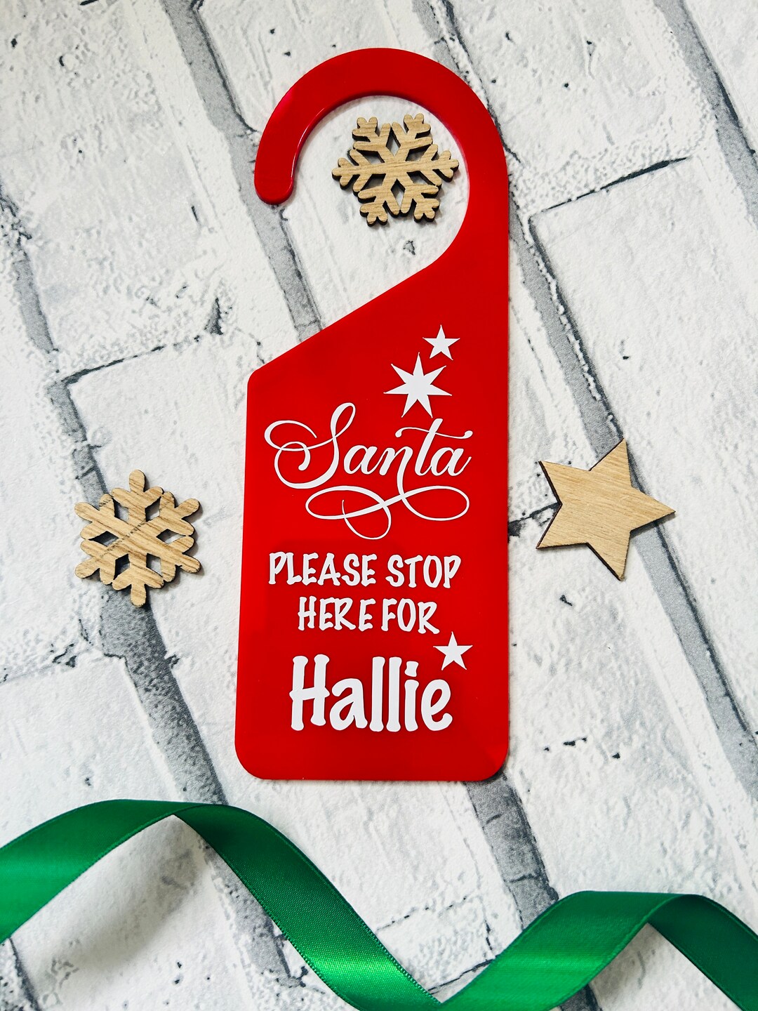 Santa Please Stop Here Door Sign, Christmas Decoration, Personalised ...