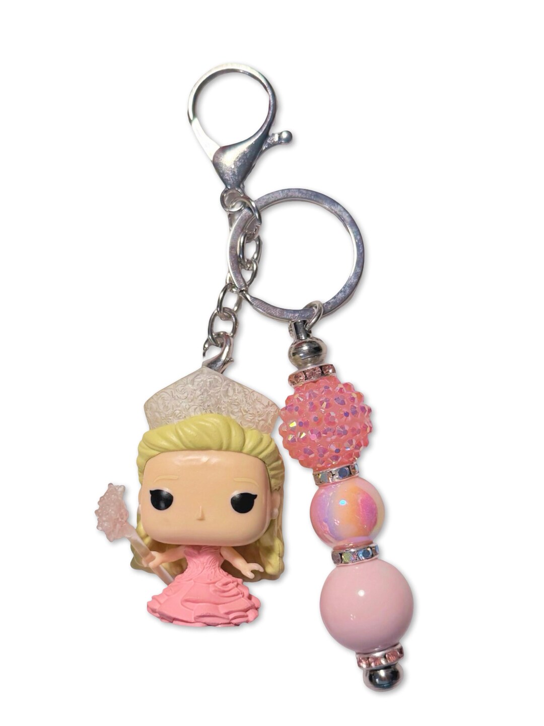 Pink Witch Glinda Beaded Keychain | Handmade Beaded Keychain | Fun ...