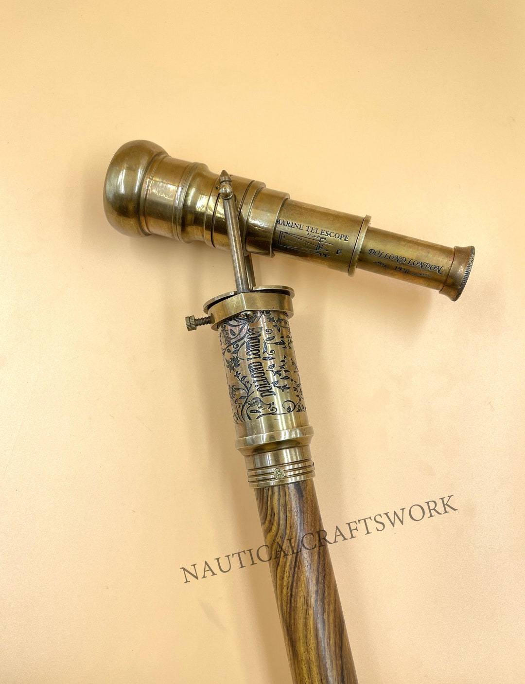 Classic Wooden Walking Stick, Compass Telescope Walking Stick, Camping ...